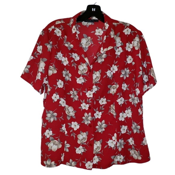 Laura Scott | Tops | Vintage Laura Scott Floral Button Front Hawaiian ...